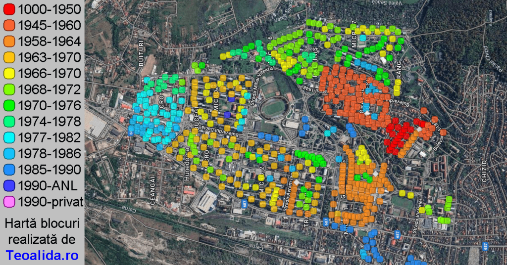 Hartă blocuri cu anul construcţiei: Bucureşti şi alte 50 oraşe