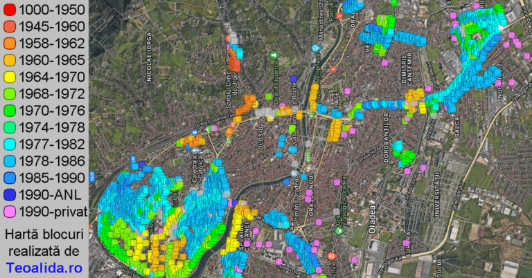 Hartă blocuri cu anul construcției: București și alte 60+ orașe