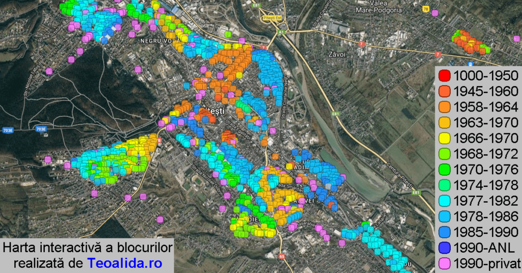 Hartă blocuri cu anul construcției: București și alte 60+ orașe